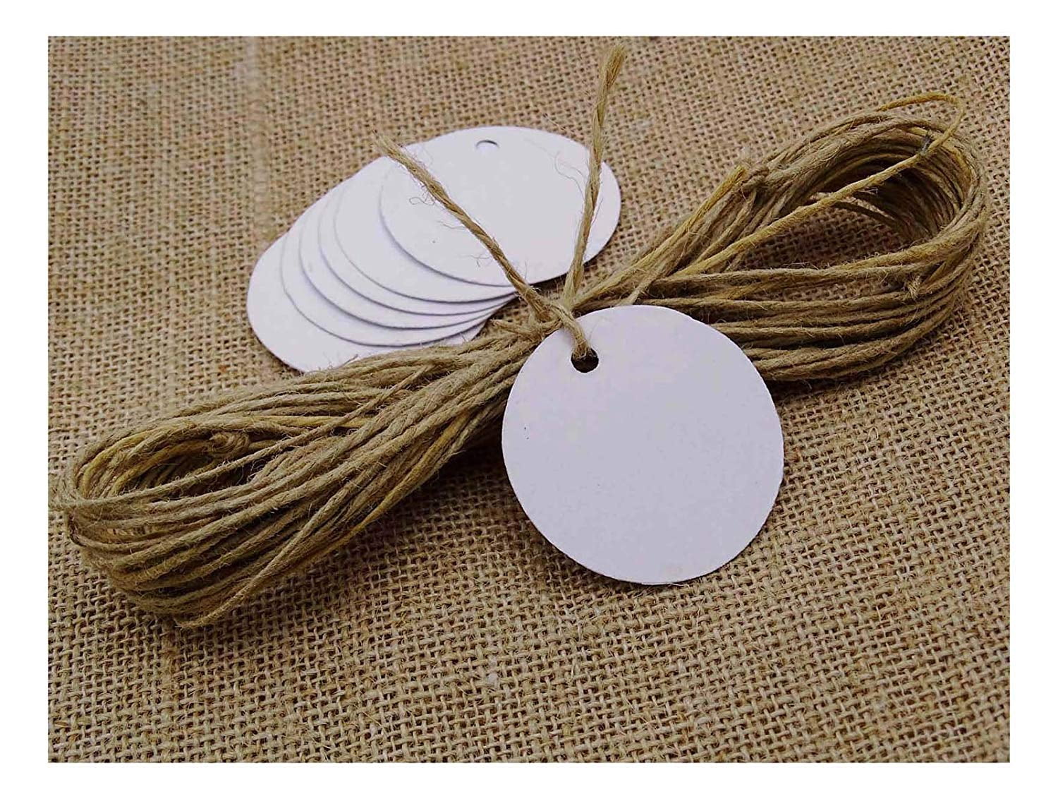 500 PCS Round Shape Blank White Hang Tags White Card PaperWedding Favor ...