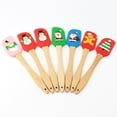 7pc Christmas Silicone Spatula Set, Wooden Handle, Santa Claus Pattern ...