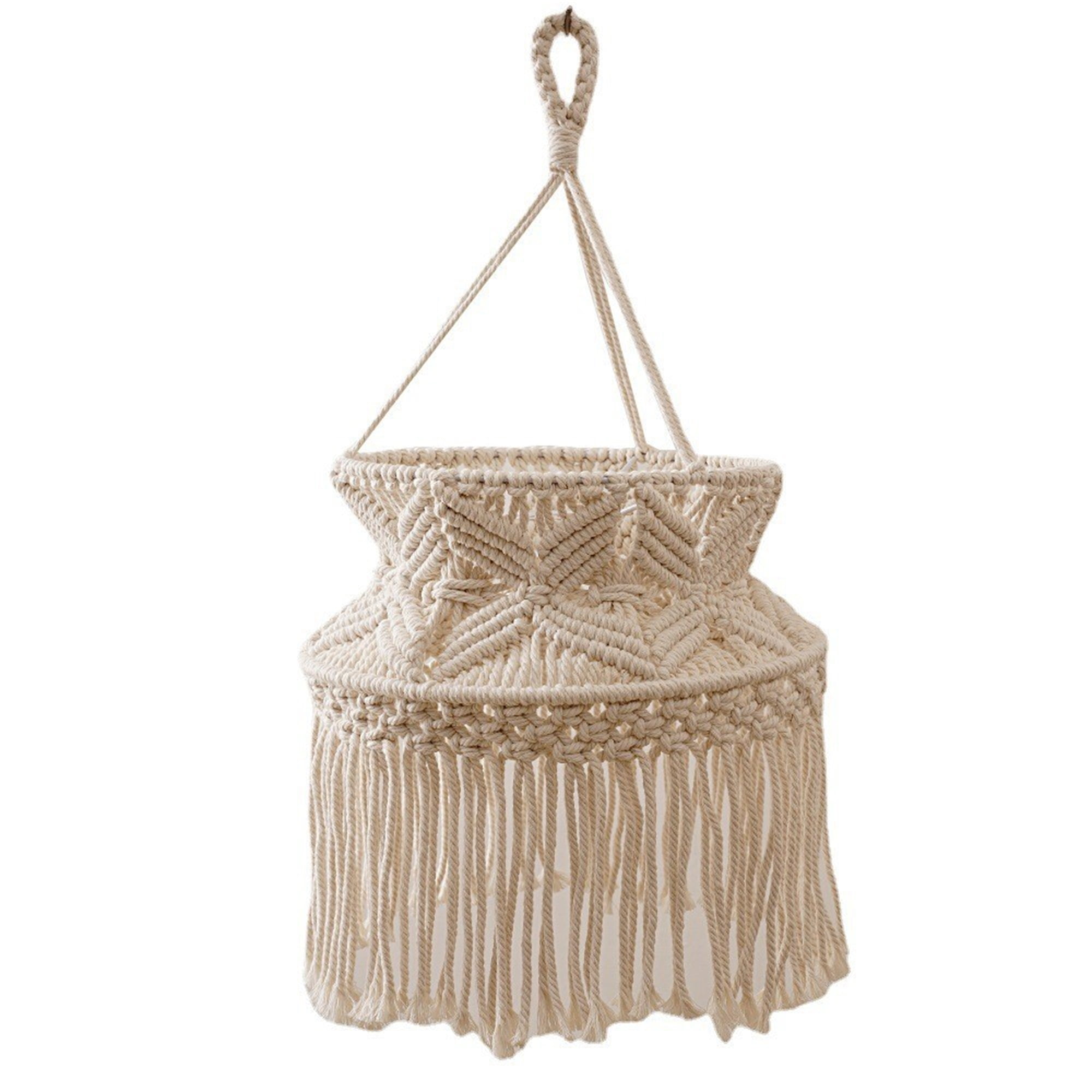 Sprifallbaby Macrame Lamp Shade, Boho Hanging Lamp Shade Pendant Light ...