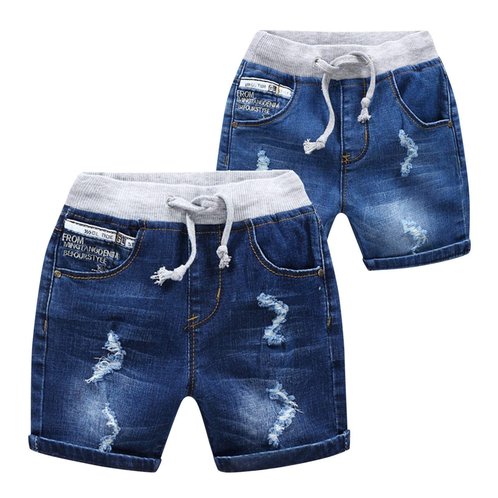Click here for Sijiajgjfu Boys Denim Shorts Drawstring Elastic Wa... prices