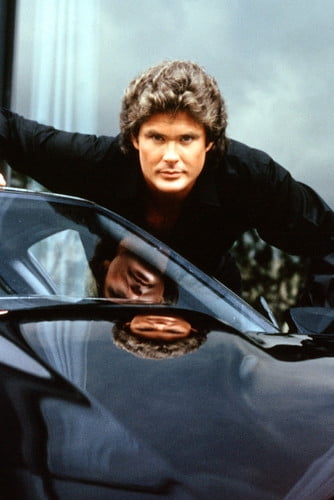 David Hasselhoff Knight Rider Posing By Kitt From Knight Rider 24x36 ...