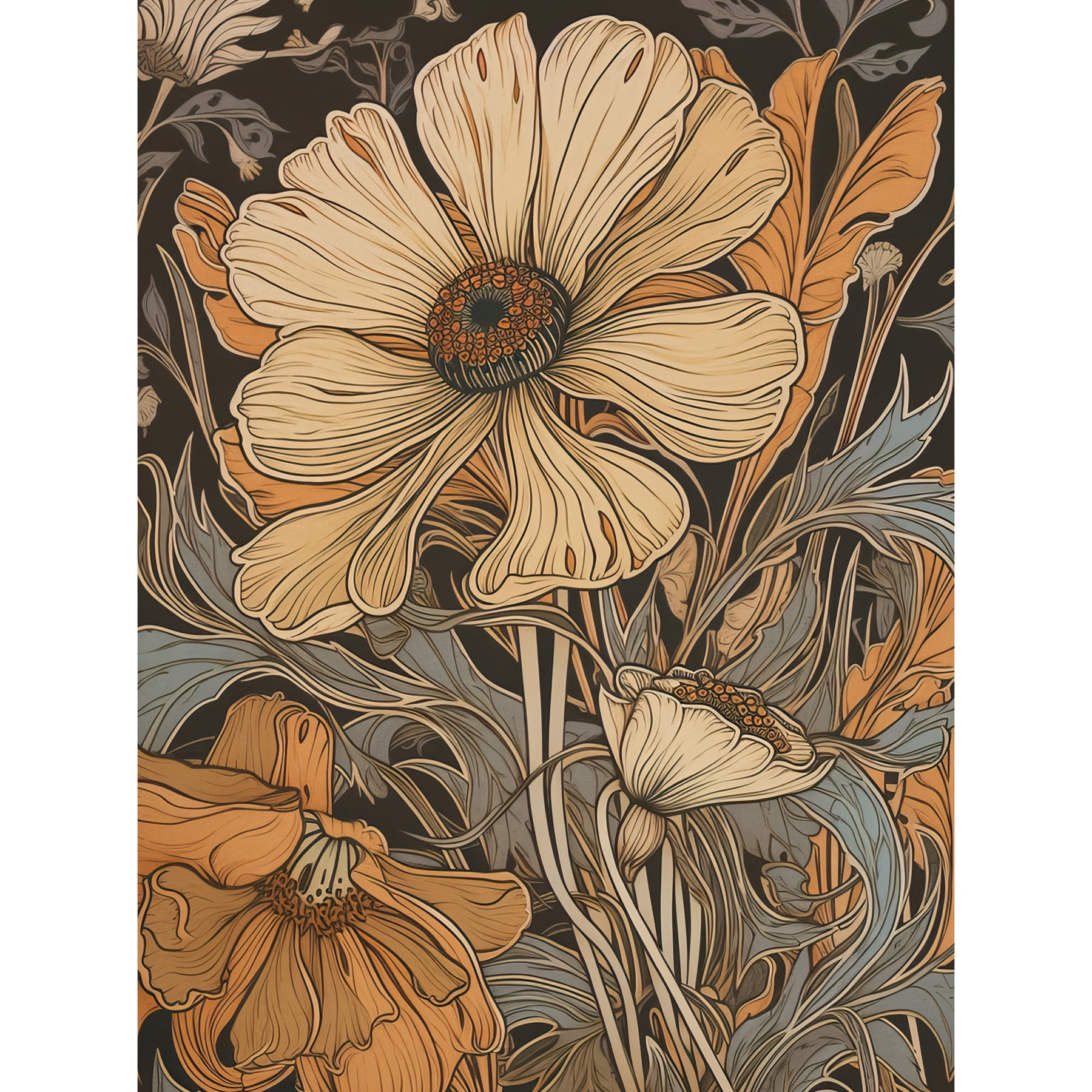 Spring Wildflowers Pastel Colour Illustration Unframed Wall Art Print ...