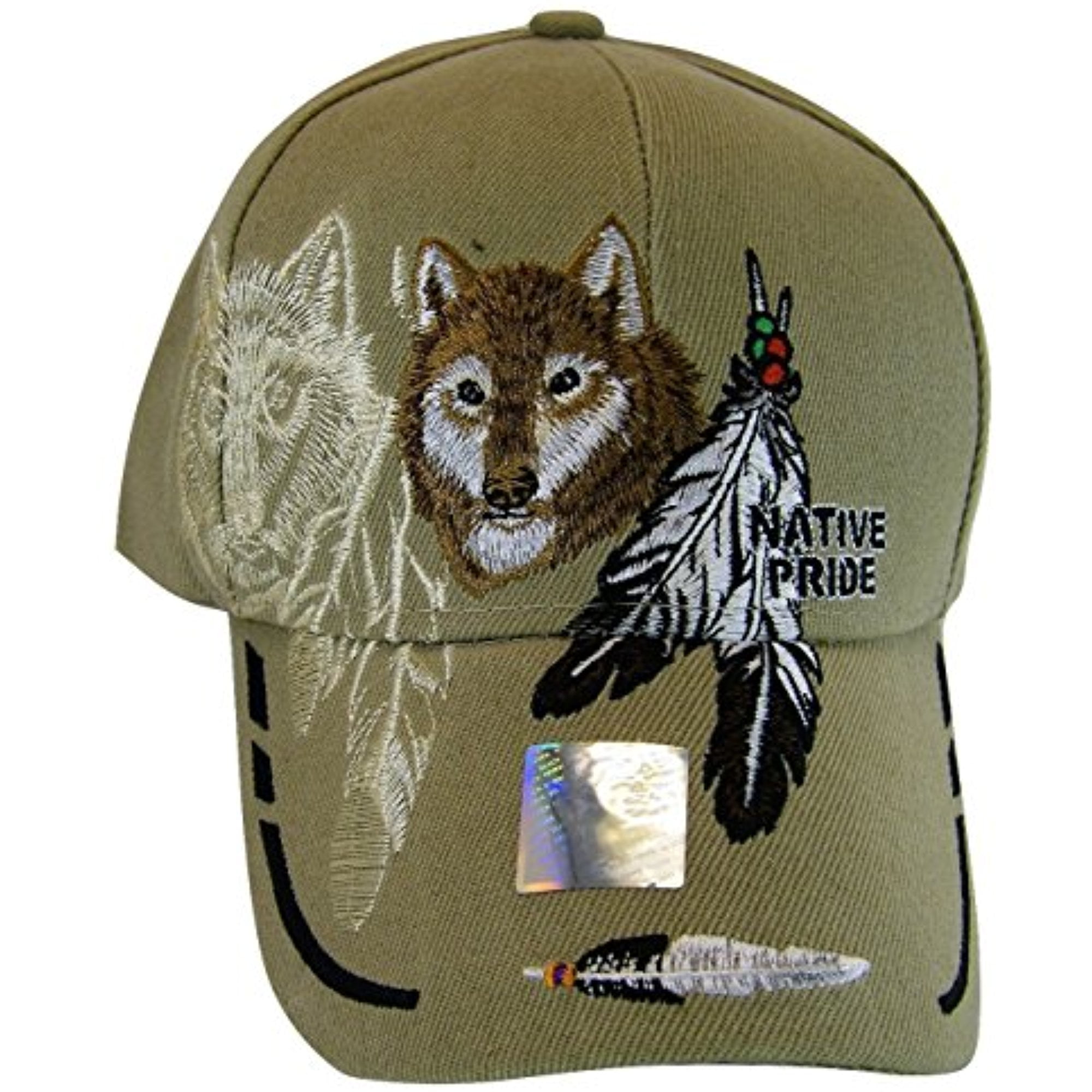 Native Pride Wolf & Feather Cap with Shadow Men's Adjustable Baseball ...