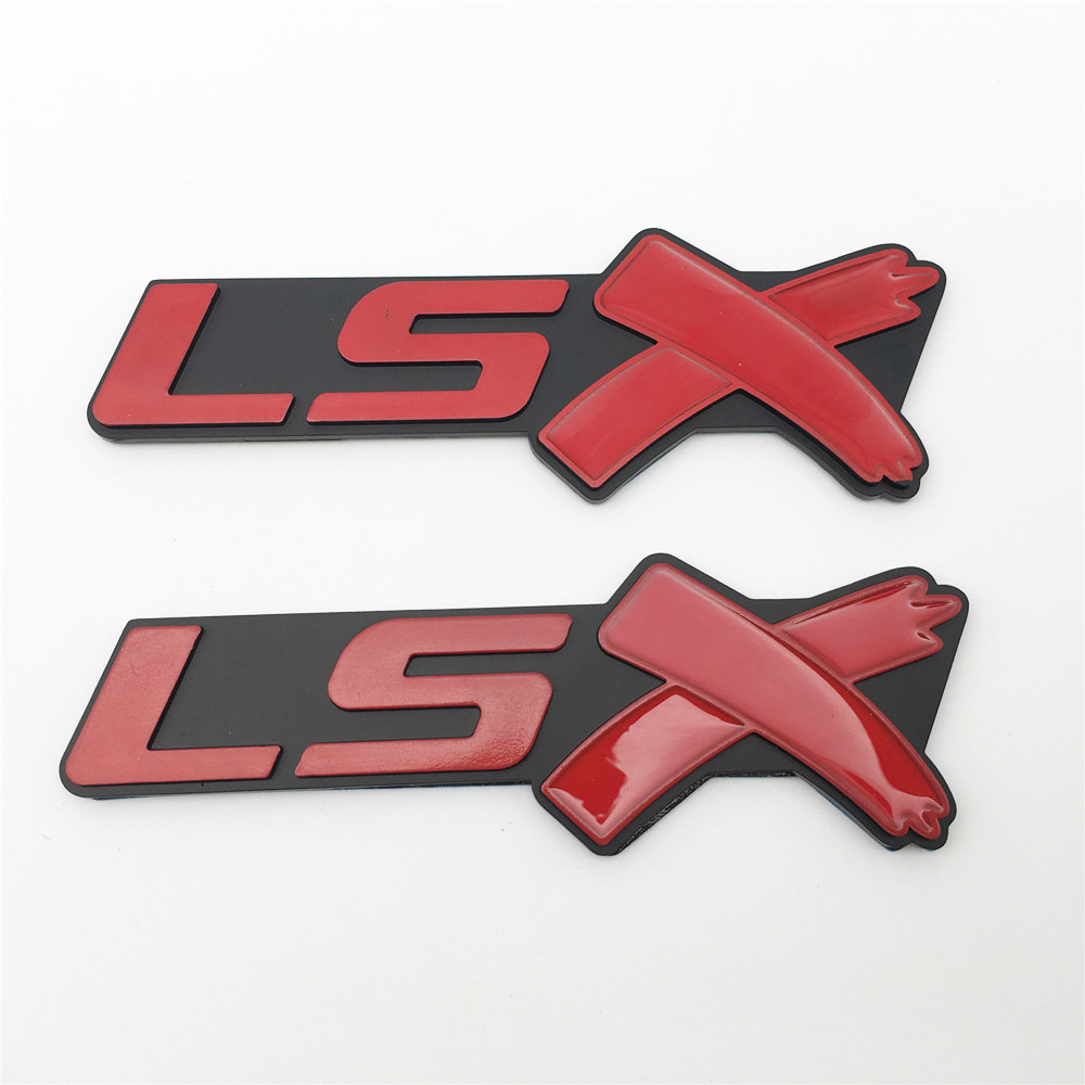 2pcs Black Red LSX Letter Car Fender Side Badge Trunk Name Plate Emblem ...