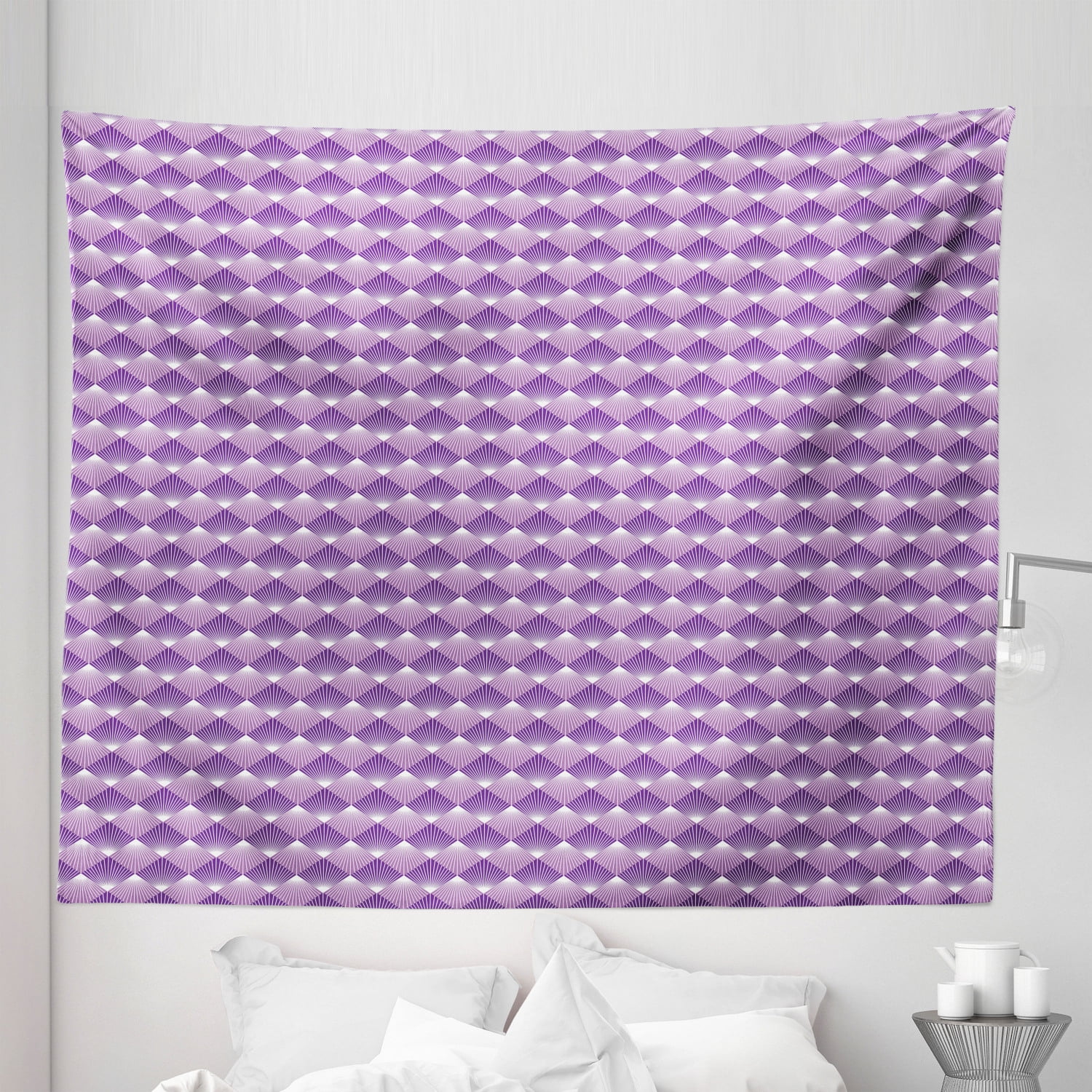 Geometric Tapestry, Rhombus Checks Pattern with Rays Design Abstract ...