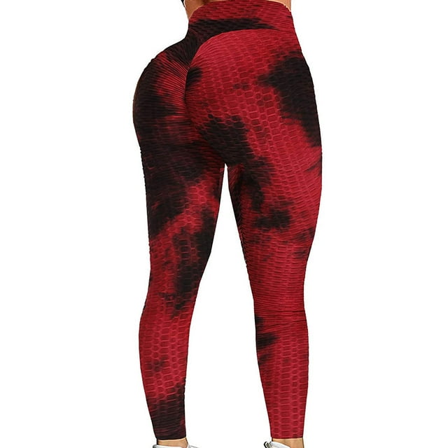 Fittoo Women High Waist Yoga Pants Tie Dye Tummy Control Tight