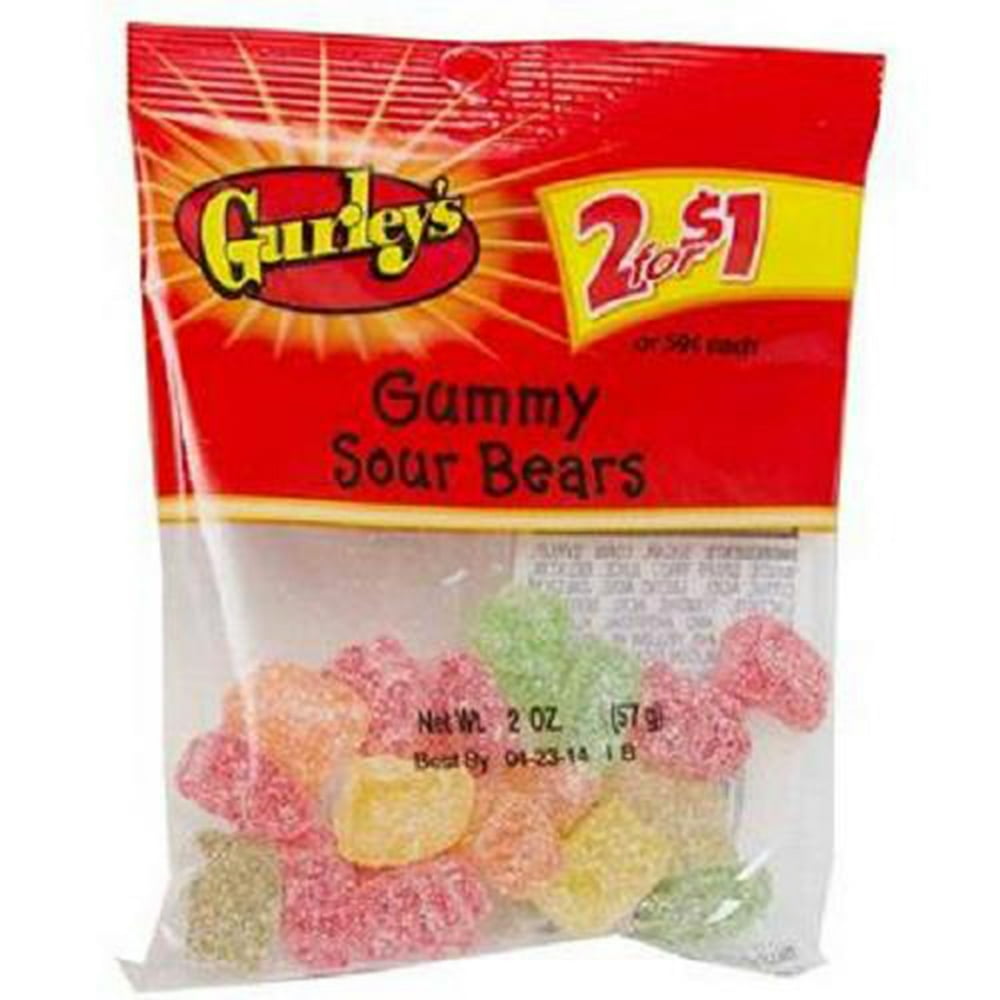 Gurley's Sour Bears Candy 12-2.25 Oz Total 27 Oz. - Walmart.com ...