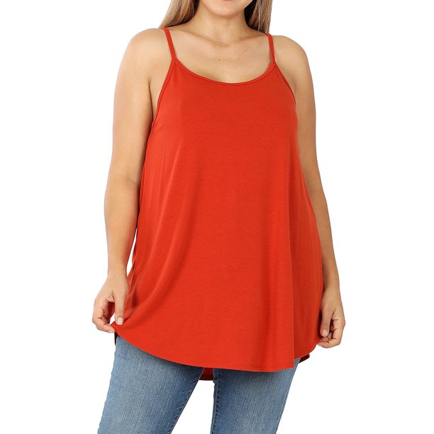 Zenana Women & Plus Front and Back Reversible Spaghetti Strap Flowy ...