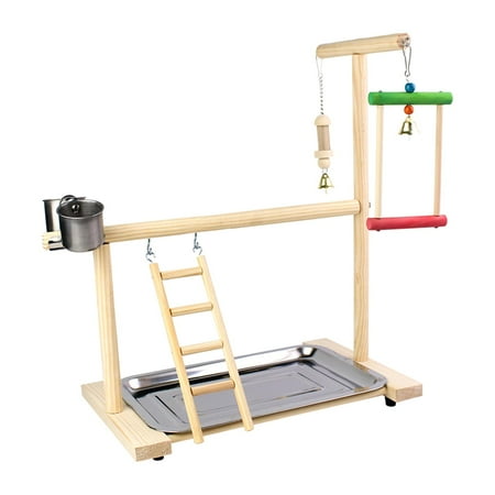 Ladder Bird Platform Perch Bird Playground with Feeder Cups Gym Ladder ...
