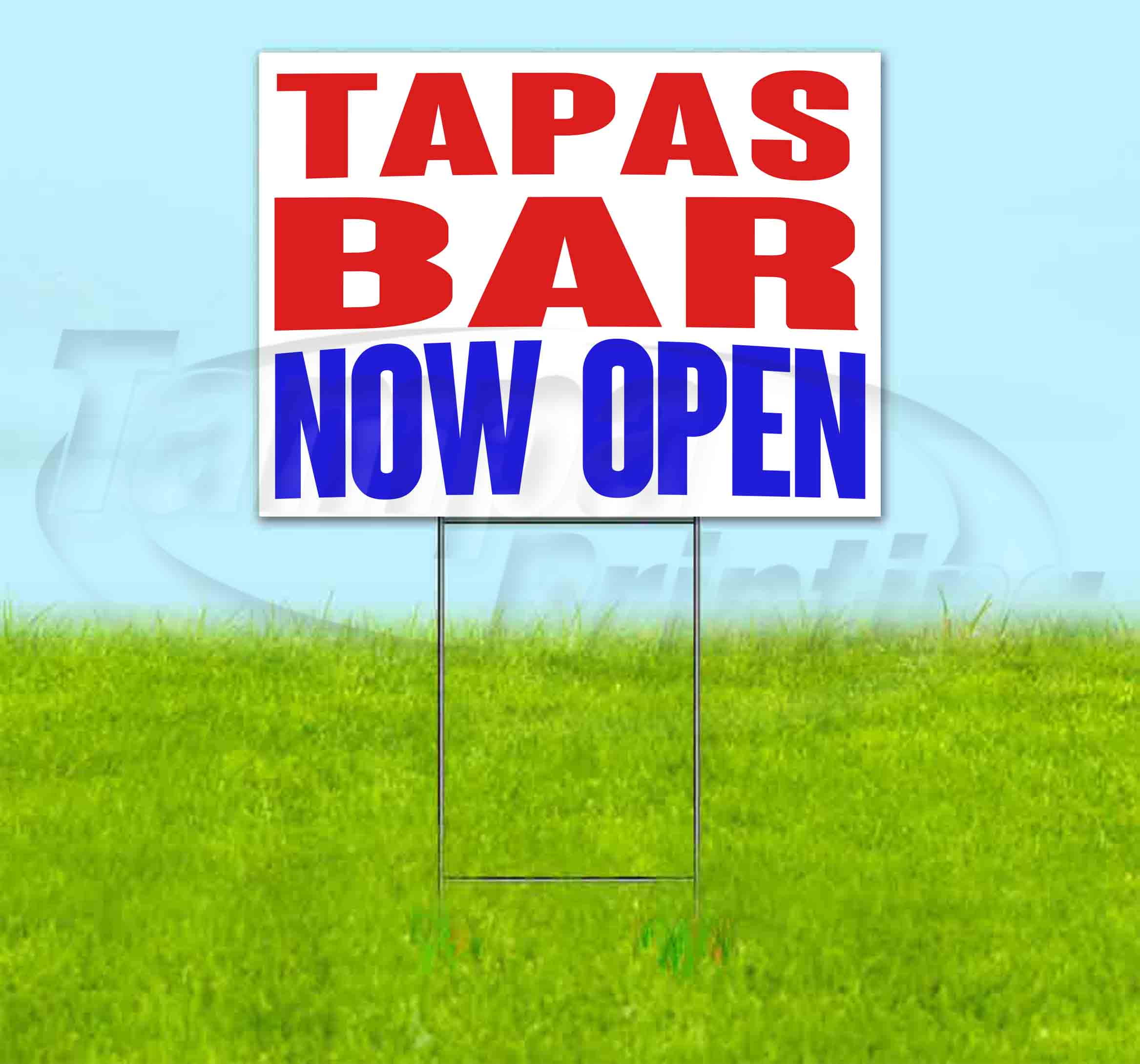 Tapas Bar Now Open (18" x 24") Yard Sign, Includes Metal Step Stake ...
