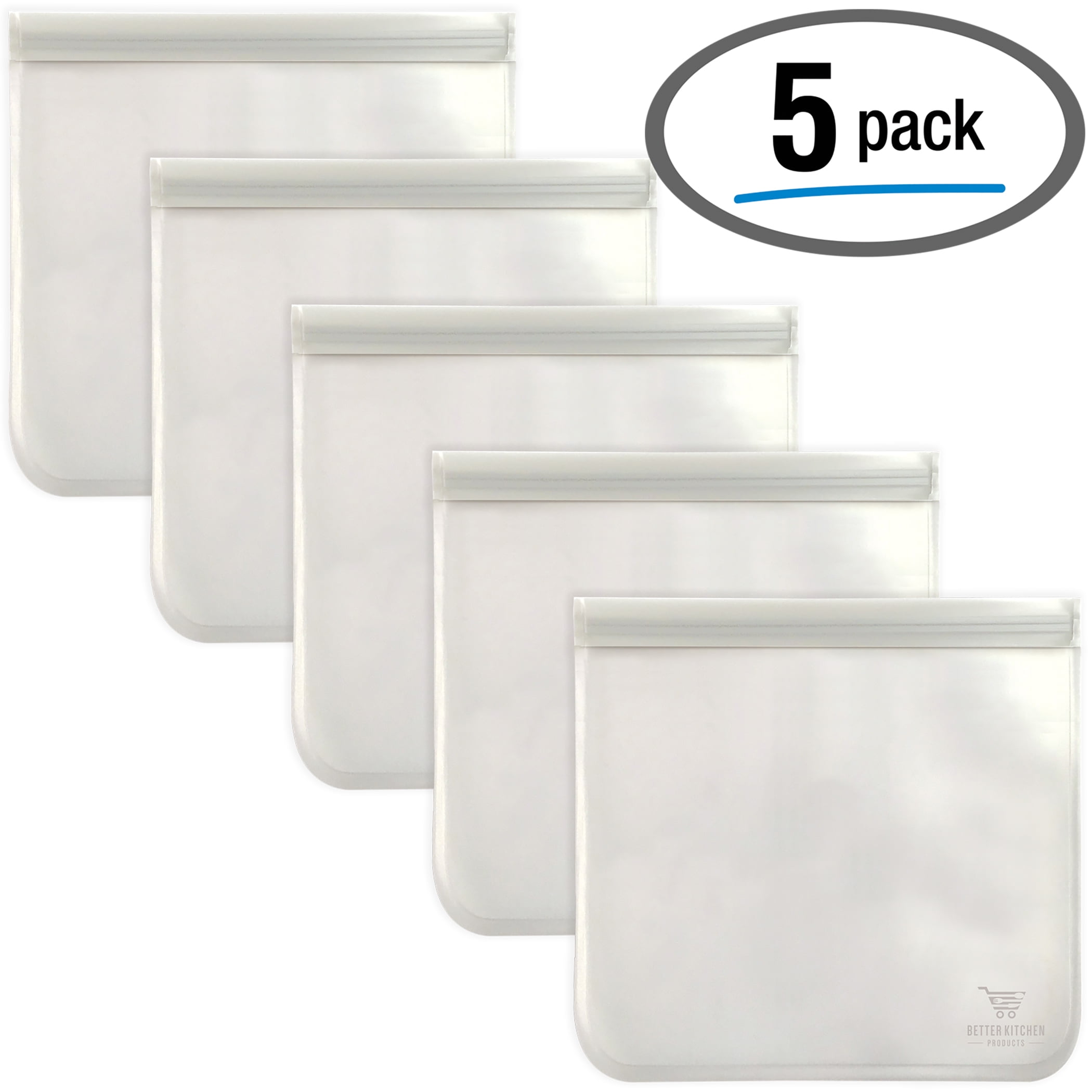 Better Kitchen Flat Food Storage Bags, 5 Pack - Sandwich Size With ...