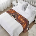 Abstract Bed Runner Queen Size Swirling Shape Brown Gold Red Marble ...