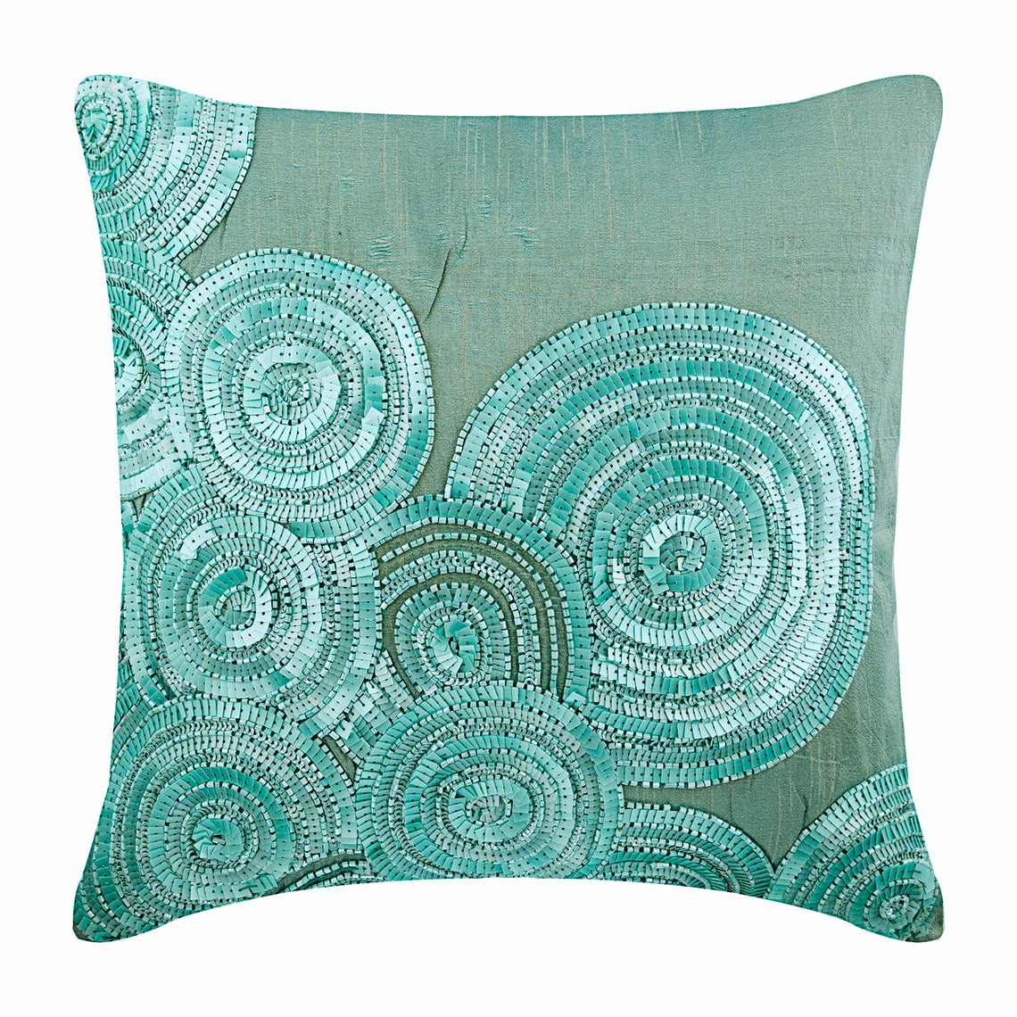 Blue Pillow Shams, Spiral Sequins and Beaded Pillow Shams, 24x24 inch ...
