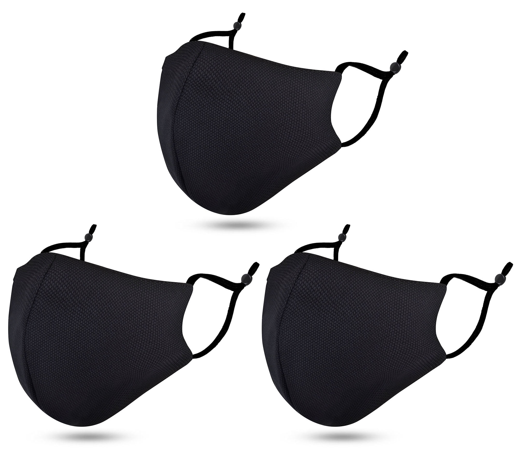 Unisex Solid Washable Reusable Cloth Face Mask, 3 Pack Black - Walmart.com
