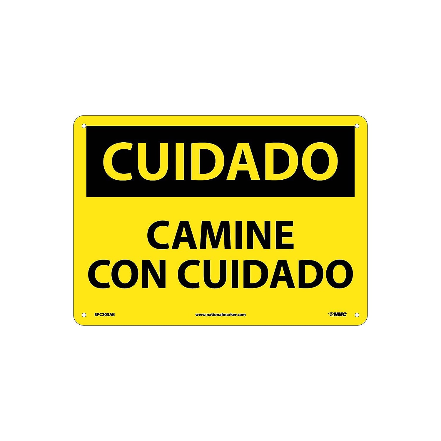 National Marker Cuidado Camine Con Cuidado 10X14 .040 Aluminum Caution ...