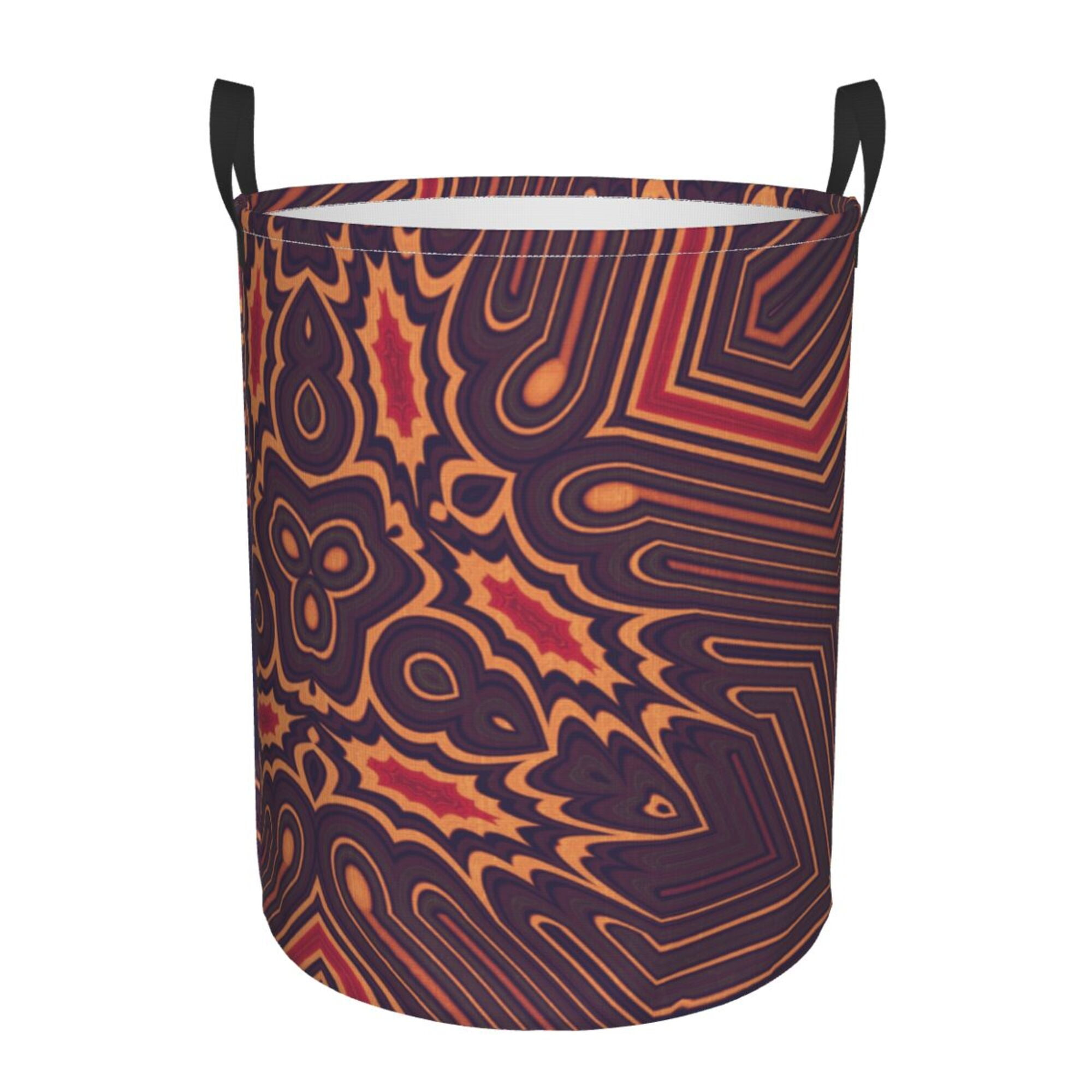 XMXY Round Laundry Basket Organizer, Purple Abstract Pattern Waterproof ...