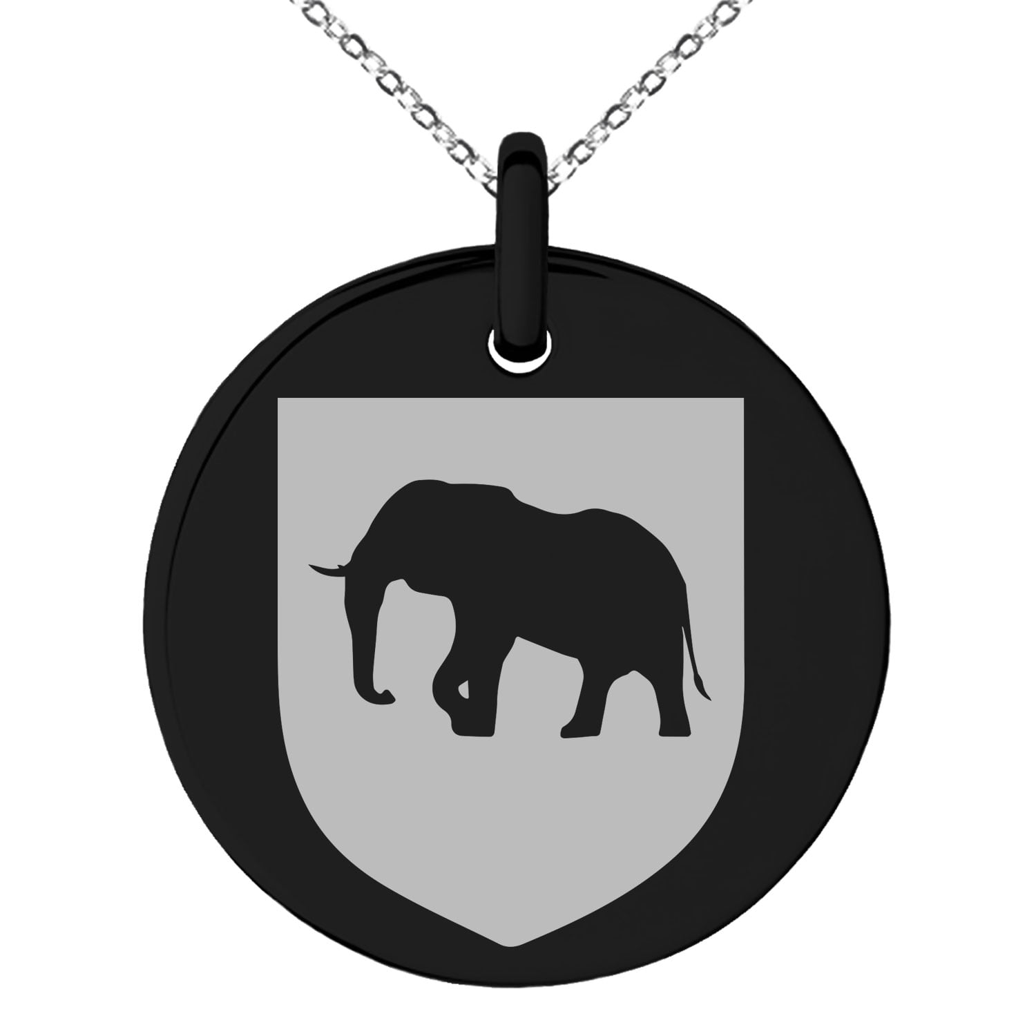 Stainless Steel Elephant Strength Coat of Arms Shield Engraved Small ...