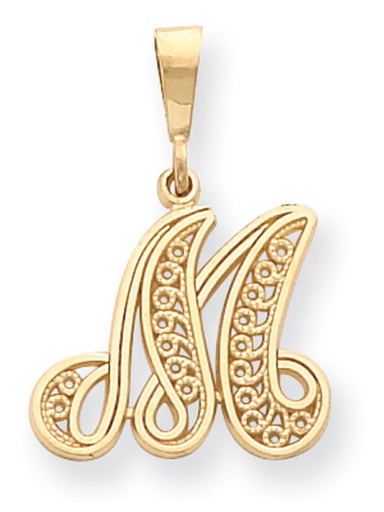 Jewelry Stores Network - 14k Yellow Gold Filigree Design Cursive Style ...