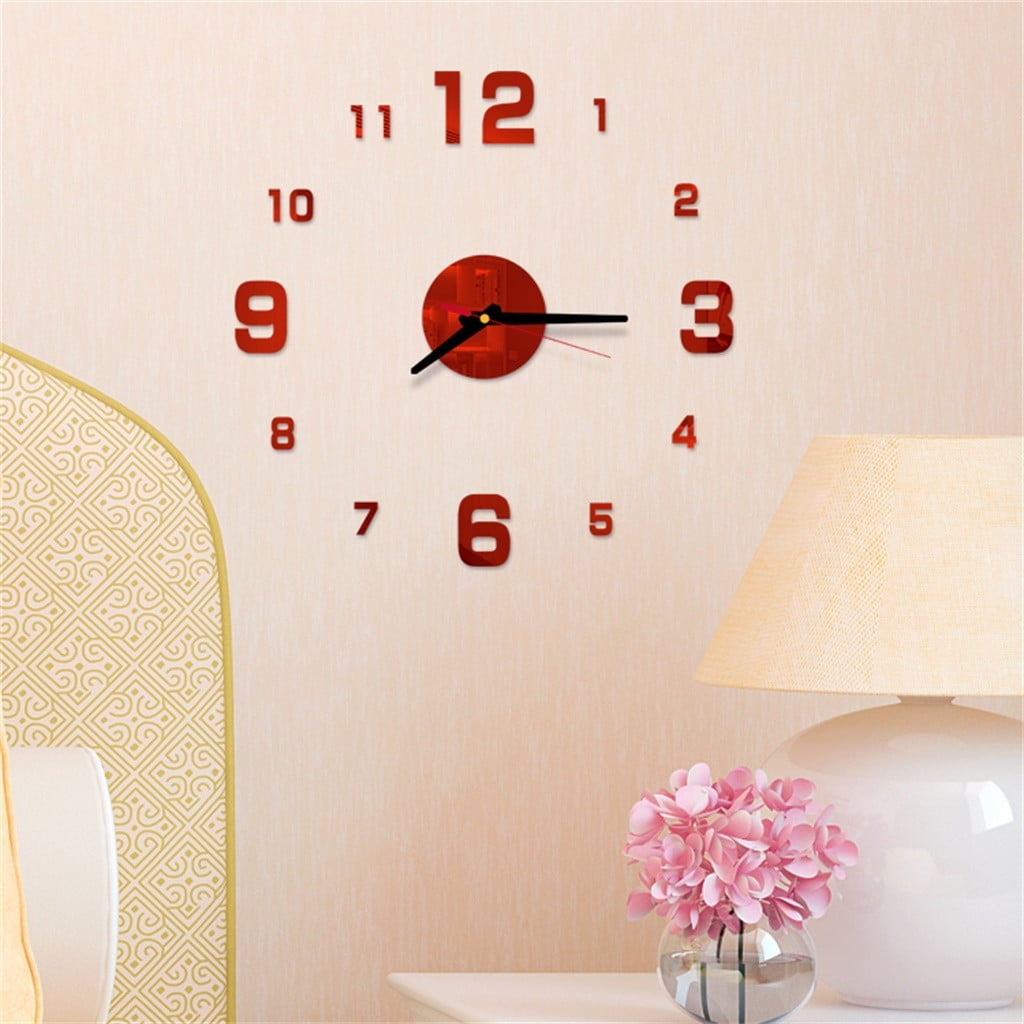 pgeraug acrylic clock 3d diy roman numbers acrylic mirror wall sticker ...