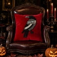 18in Rustic Spooky Raven Pillow Cover, Black Crow Pattern Cushion Case ...