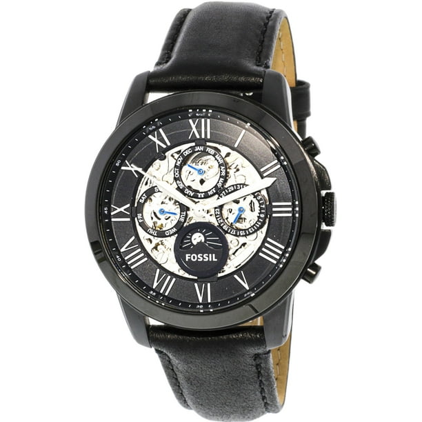 Fossil Men's Grant ME3028 Black Leather Japanese Automatic Fashion ...