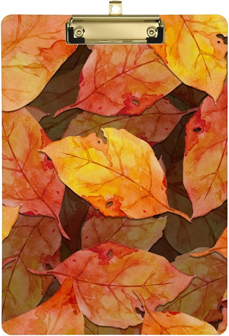 ZHANZZK Golden Fall Leaves Clipboard Hardboard Wood Nursing Clip Board ...