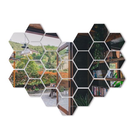Pack of 32 Hexagonal Mirror Stickers Flexible Plastic Smooth Stickers ...