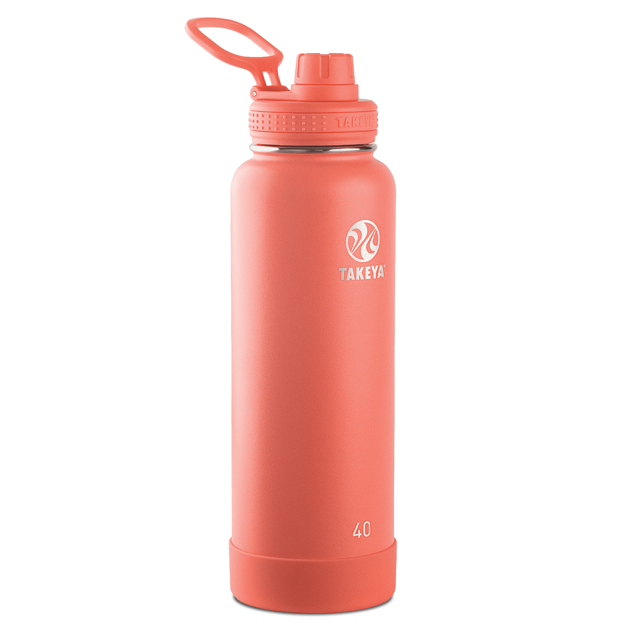 Takeya Actives Stainless Steel Water Bottle w/Spout lid, 40oz Coral ...