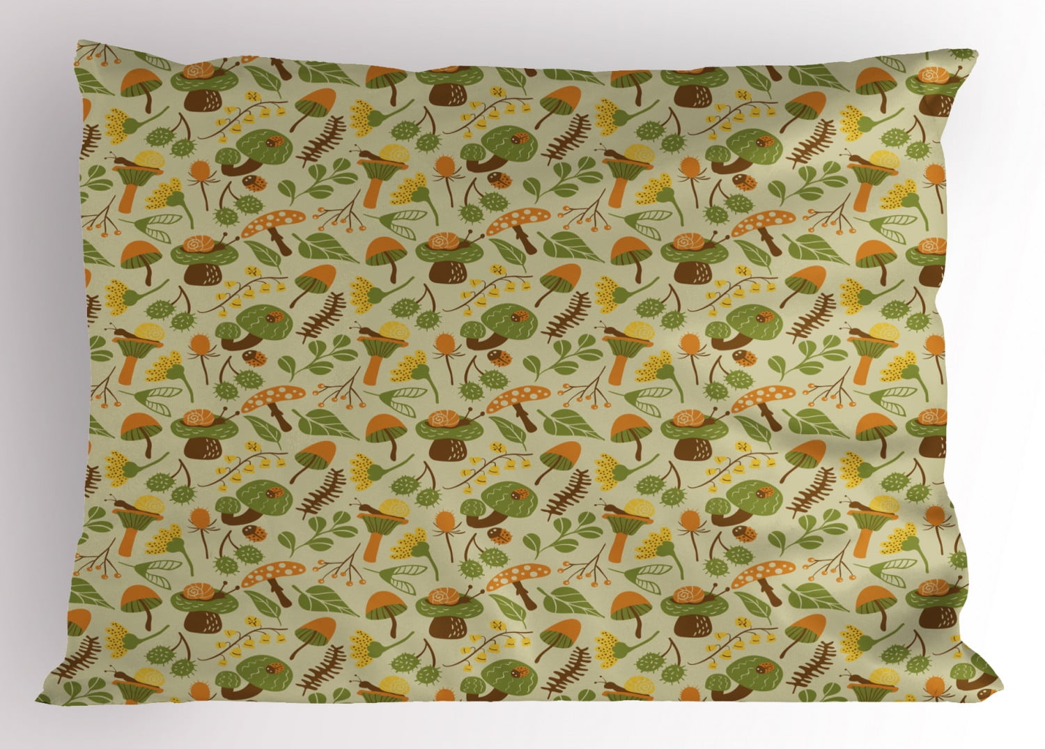Nature Pillow Sham, Autumn Flora Inspired Design with Thistle and ...