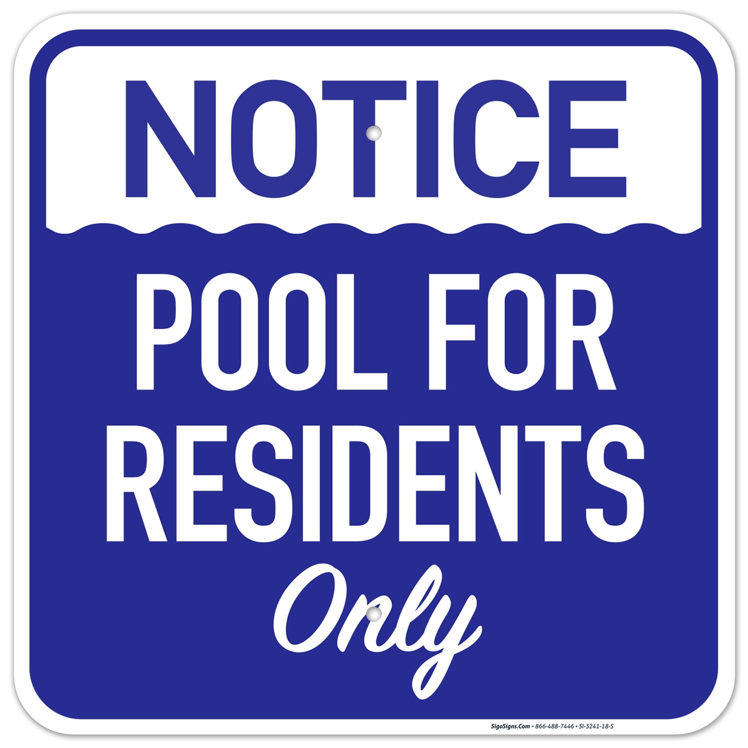Notice Pool For Residents Only Sign, Pool Sign - Walmart.com