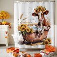 Bathroom Shower Curtain Funny Animal Bathtub Cow Sunflower Waterproof ...