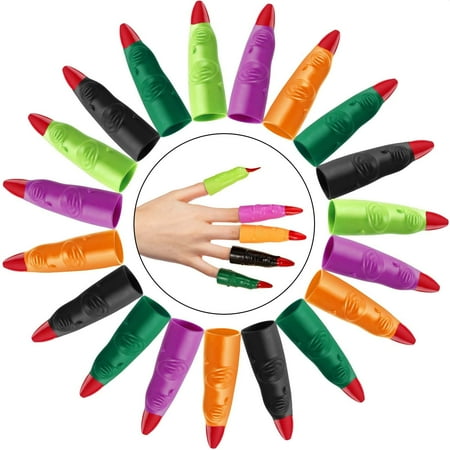 SINMI 40 Pièces Doigts de Sorcière Colorés d'Halloween pour la Lecture ...
