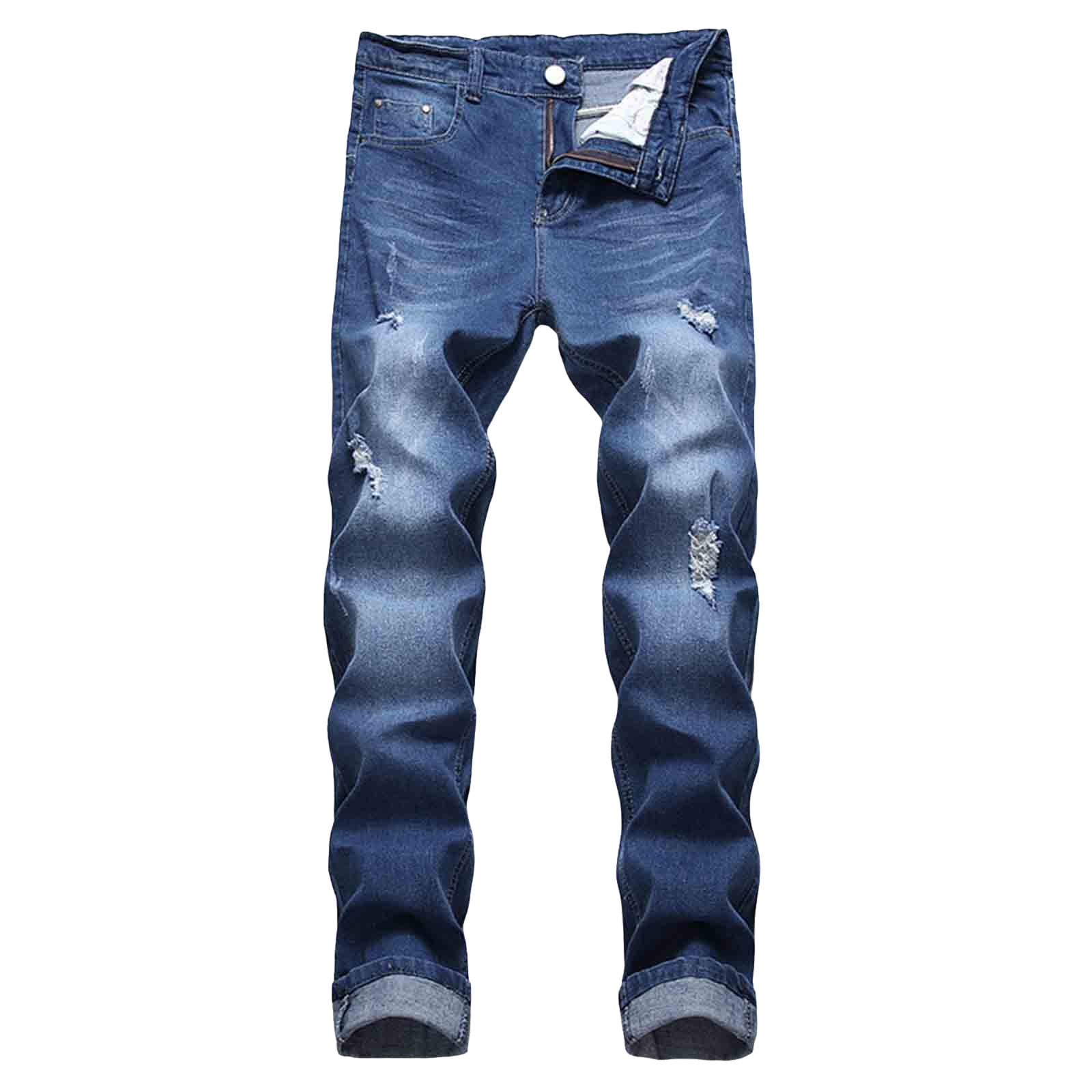 Click here for Zhuashum Jeans For Men Solid Color Distressed Stre... prices