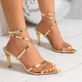 Bibifish Womens Stiletto Strappy Sandals Chic Rhinestone Buckle Cross ...