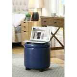 Designs4Comfort Round Accent Storage Ottoman with Reversible Tray Lid ...