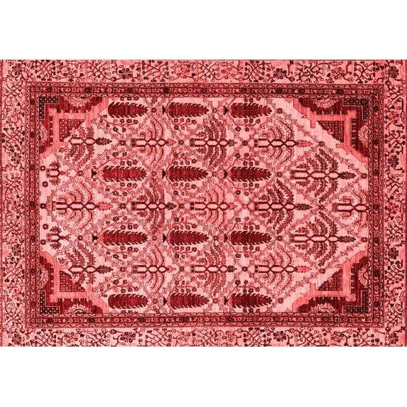 Ahgly Company Machine Washable Indoor Rectangle Abstract Red Modern ...