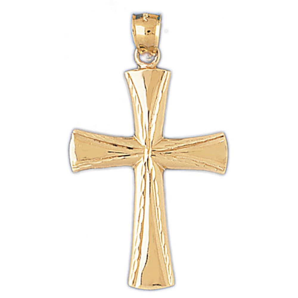 14K Yellow Gold Latin Cross Pendant - 49 mm - Walmart.com