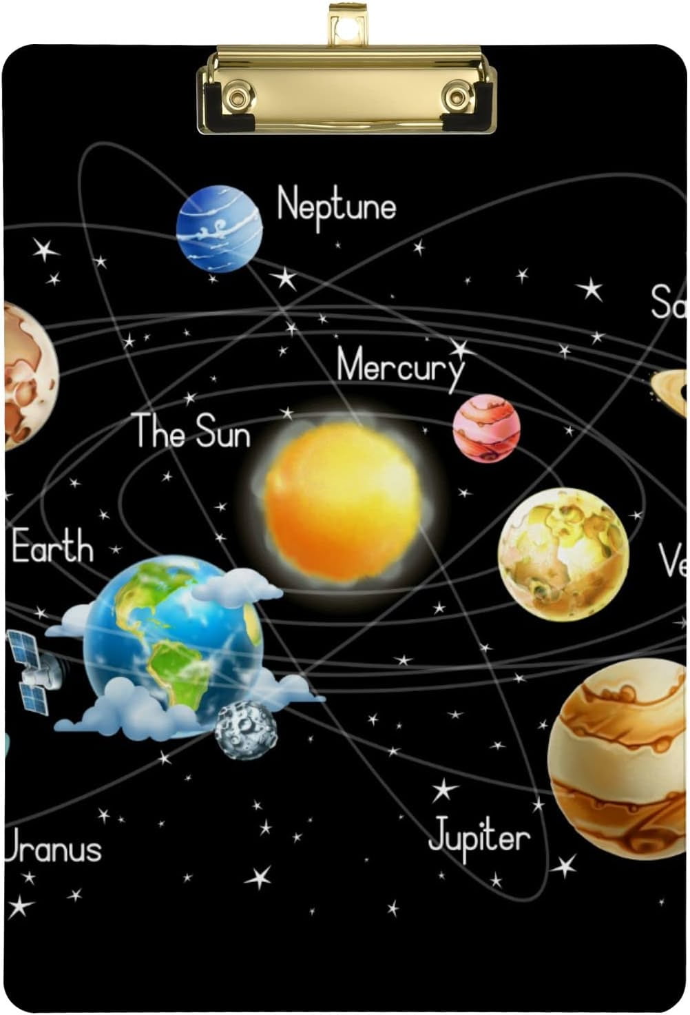 FMSHPON Galaxy Solar System Planets Clipboard Hardboard Wood Nursing ...