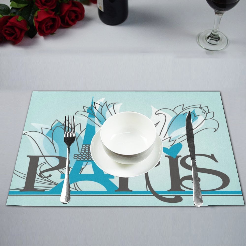 MYPOP Romance Paris Eiffel Tower Table Placemat Food Mat 12x18 Inches ...