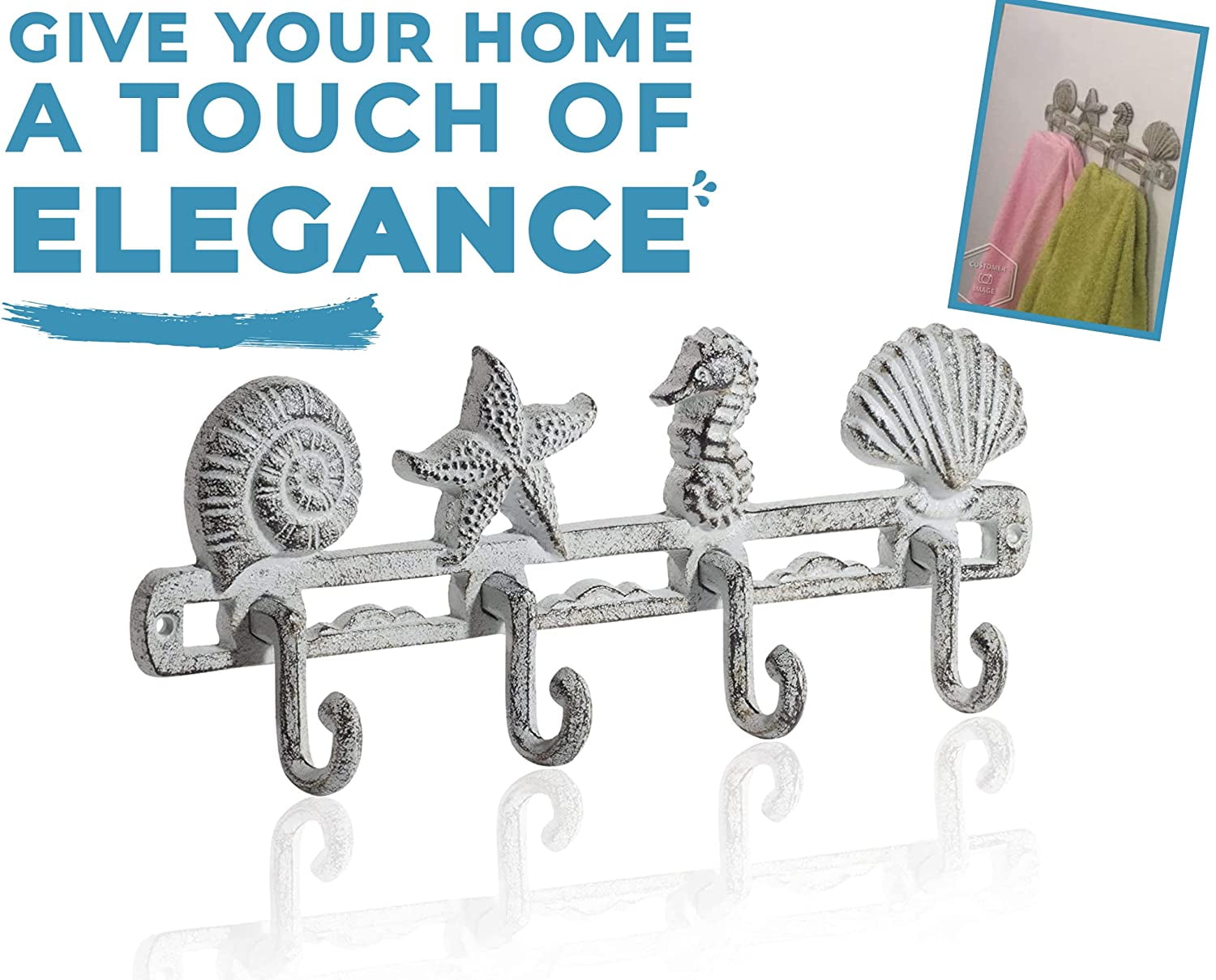 Buy Vintage Seashell Coat Hook Hanger by Comfify - Rustic Cast Iron ...