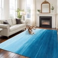 Abstract Ocean Washable Living Room Rugs 5'x7', Sky Blue Gradient Oil ...