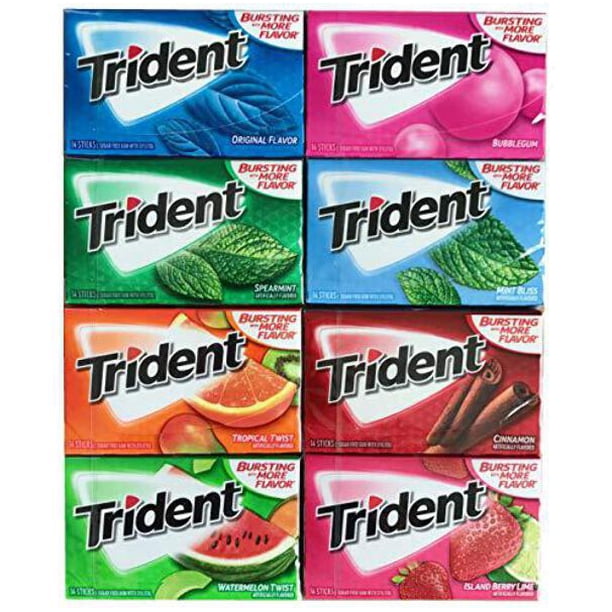 Trident Sugar Free Chewing Gum Variety Gift Pack (Pack of 8) - Walmart.com
