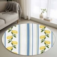4ft Round Rug Lemon Striped Area Rugs for Living Room Bedroom Washable ...