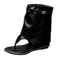 Dakaela Womens Mid Calf Boots Flat Roman Gladiator Sandals Leather Low ...