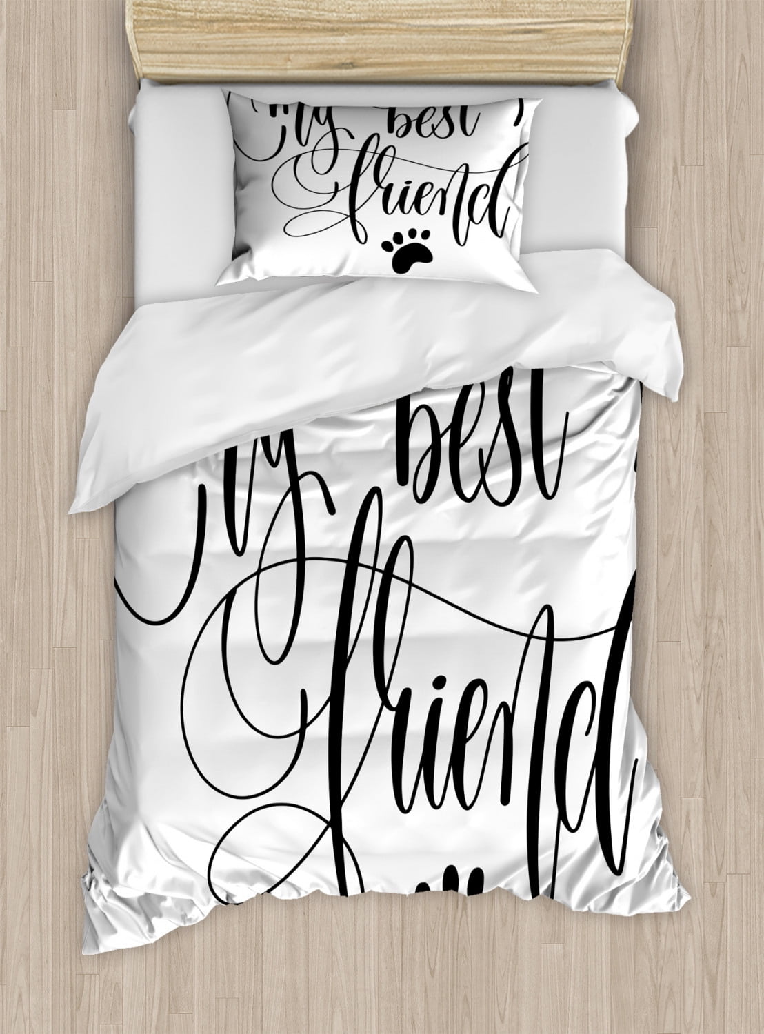 Best Friend Duvet Cover Set Twin Size, My Best Friend Positive Cursive ...