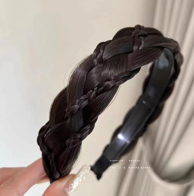 Peluca de trenza de espina de pescado, aro para el cabello, todo en uno ...