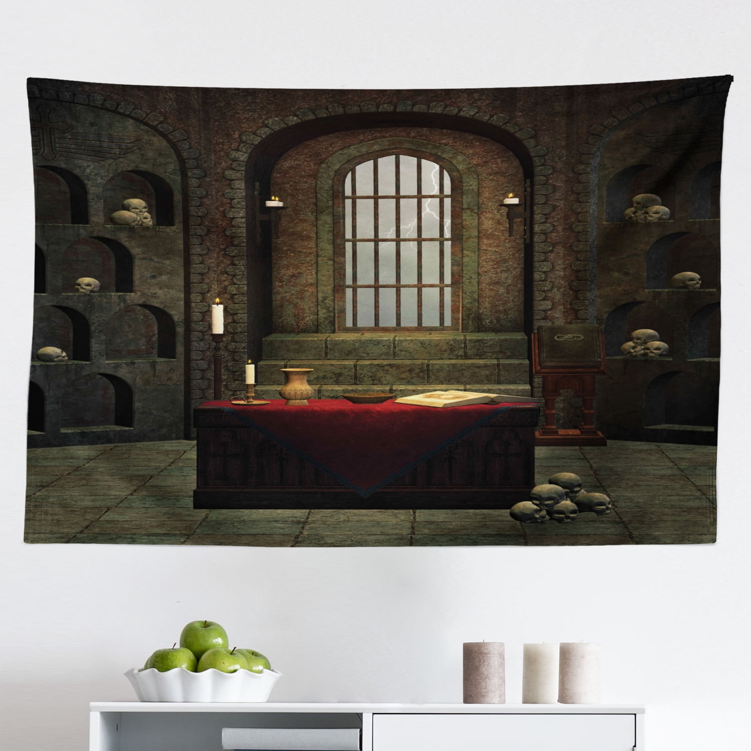 Gothic Tapestry, Mysterious Dark Room in Castle Pillars Candles ...