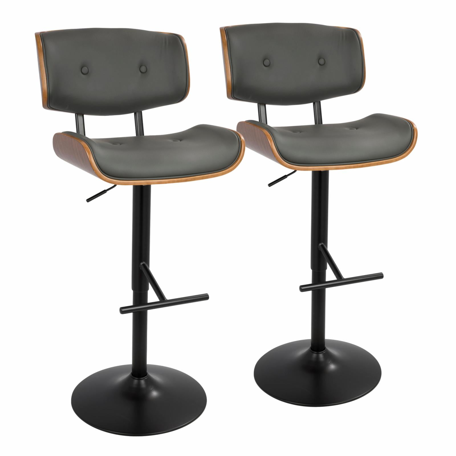 Lombardi Mid-Century Modern Adjustable Barstool With Swivel In Walnut ...