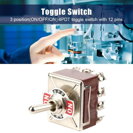 3 Position Toggle Switch 4PDT 12 Pin 15A 250VAC 10A 380VAC Compact Size ...