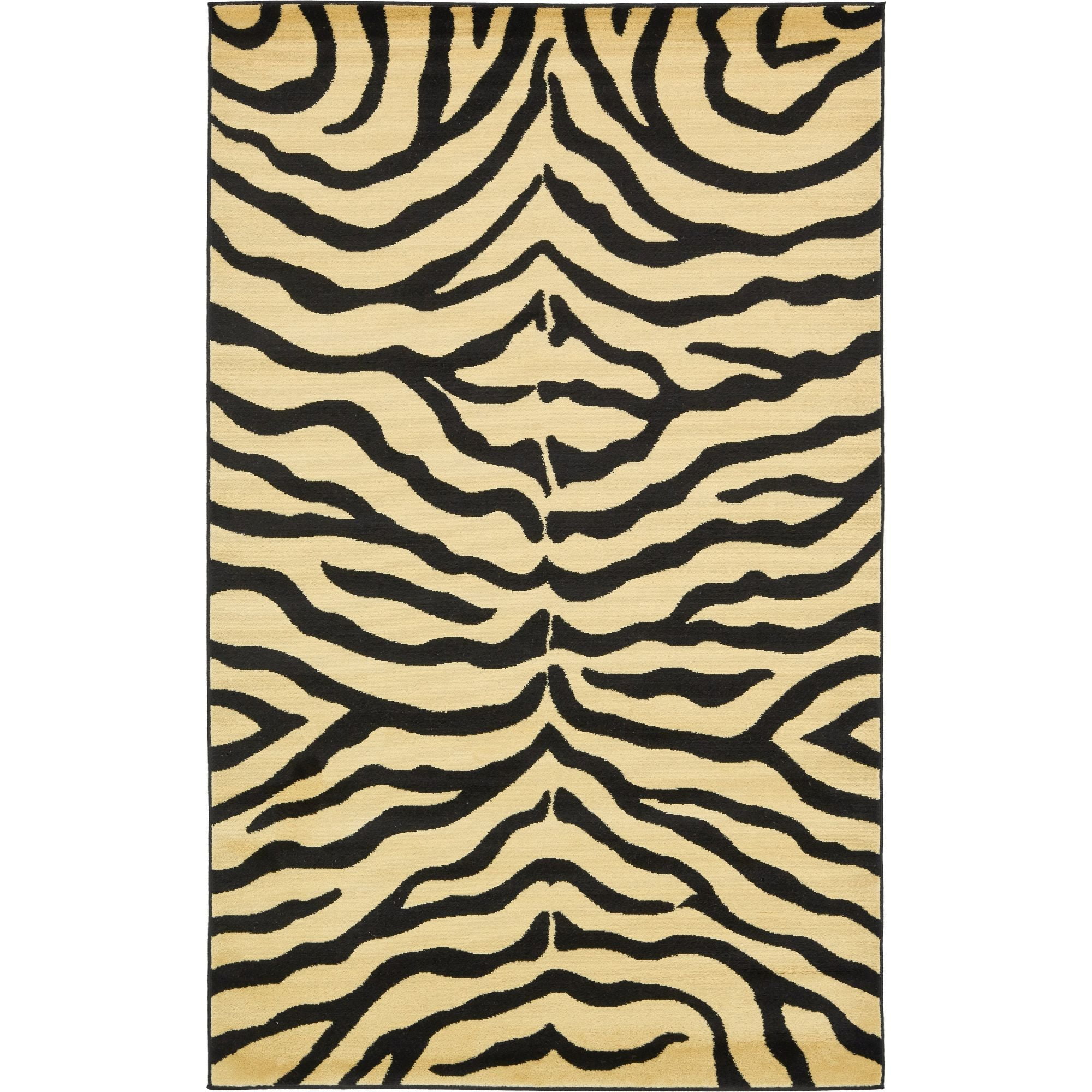 Unique Loom Okapi Wildlife Rug Cream/Black 5' 3" x 8' Rectangle Animal ...